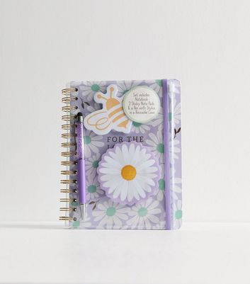 Purple Floral Notebook and Sticky Note Set | New Look