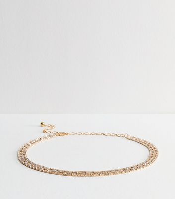 Gold Tone Diamanté Chain Belt | New Look