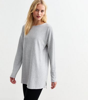 Tall Grey Soft Touch Long Oversized Top | New Look
