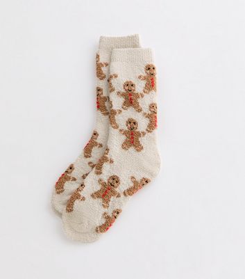 Cream Christmas Cosy Gingerbread Socks | New Look