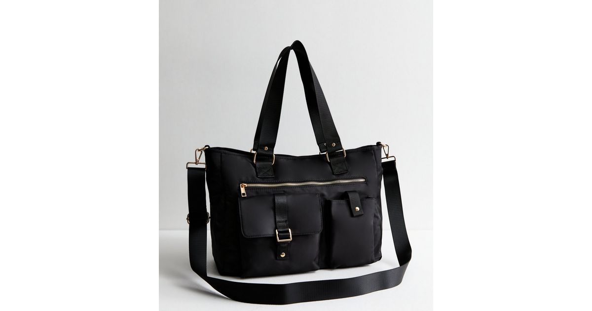 Black Multi Pocket Tote Bag | New Look