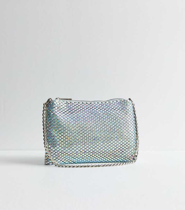 Silver Diamanté Clutch Bag | New Look