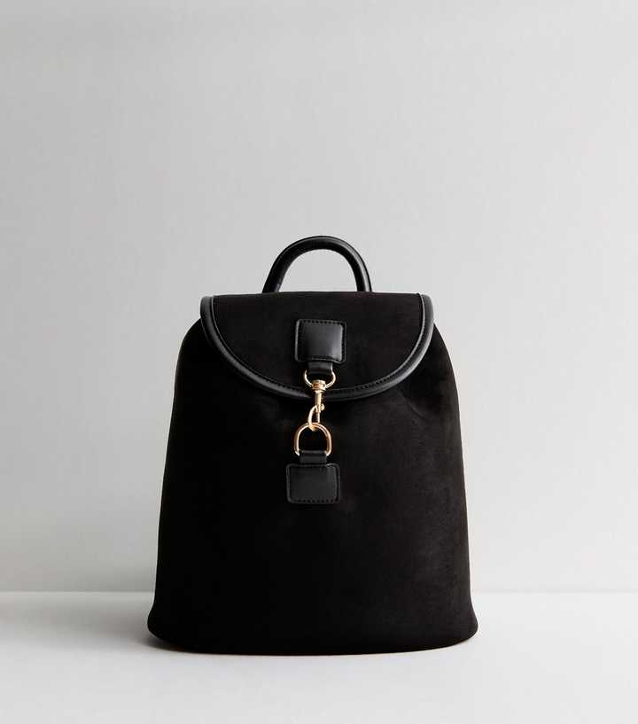 Black Faux Suede Backpack | New Look
