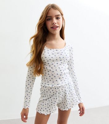 Girls White Floral Long Sleeve Pyjama Set | New Look