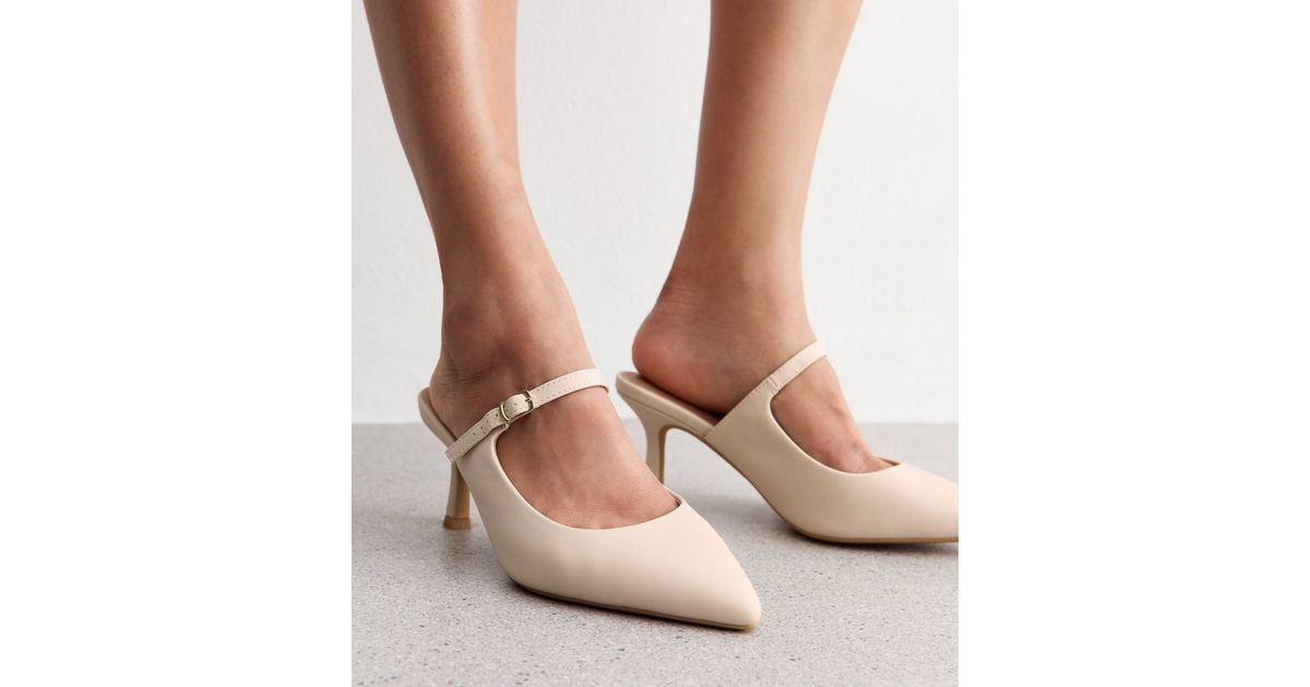Wide Fit off White Buckle Heel Mules | New Look
