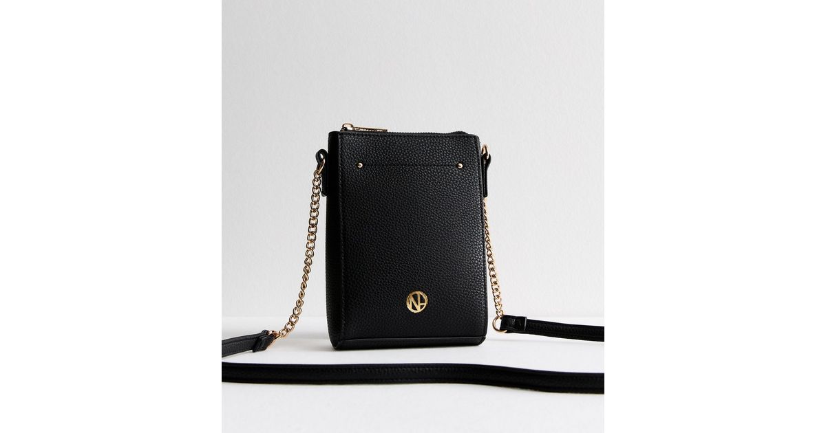 Black Leather-Look Cross Body Phone Bag | New Look