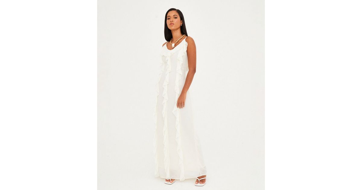 WKNDGIRL Cream Ruffle Maxi Dress | New Look
