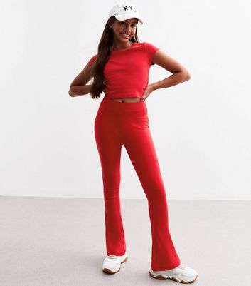 Girls red leggings store