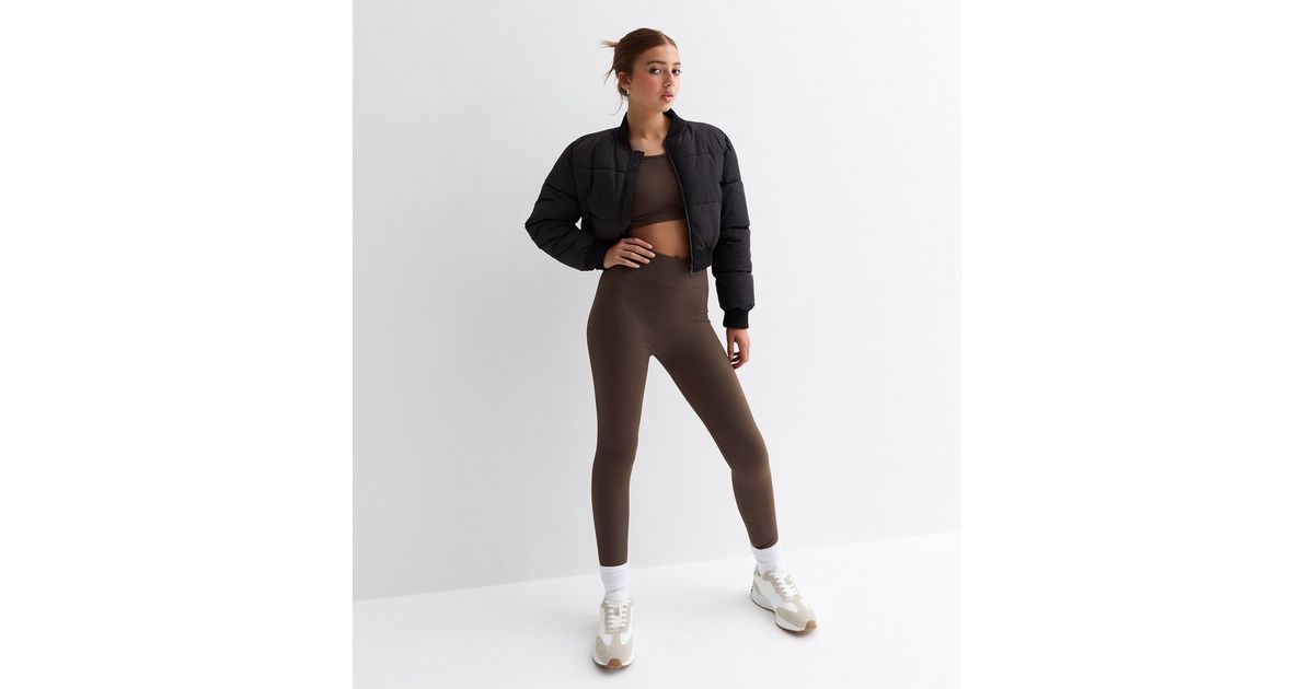 Girls Brown Ribbed Leggings | New Look