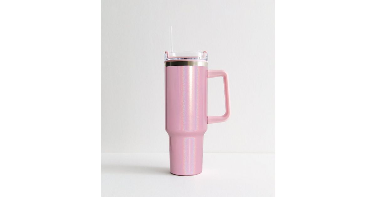 Shiny Pink Insulated 1L Straw Cup | New Look
