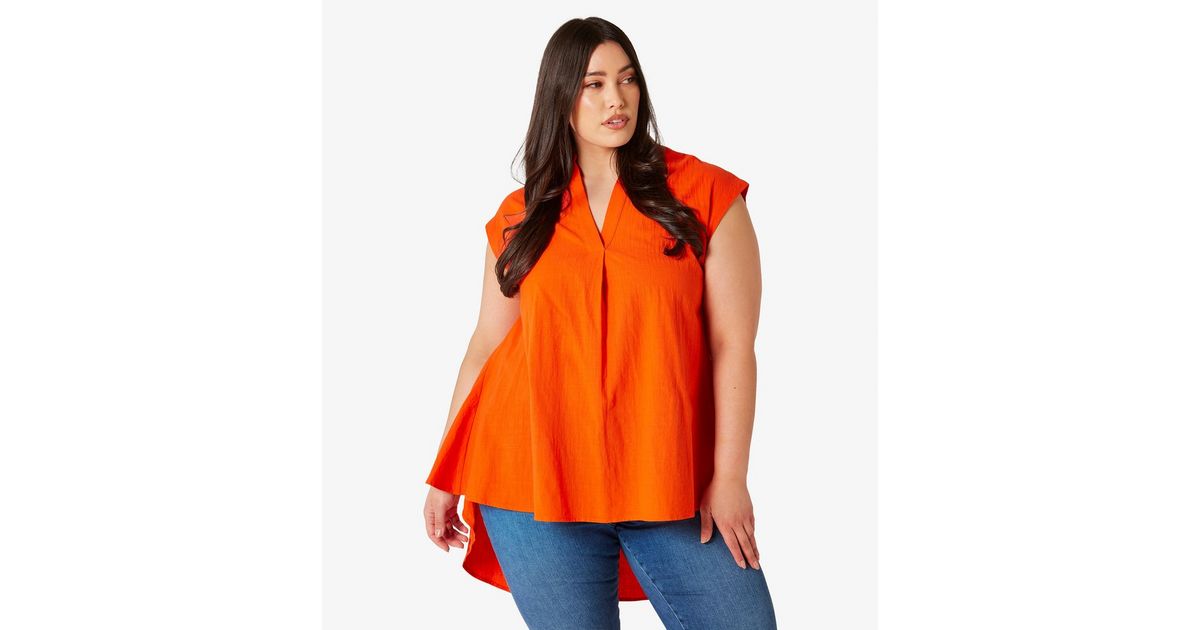Apricot Curve Orange Textured V-Neck Top | New Look