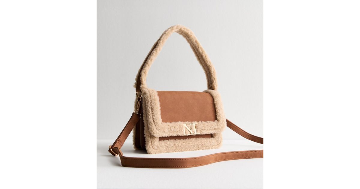Tan Suedette Borg Trim Shoulder Bag | New Look