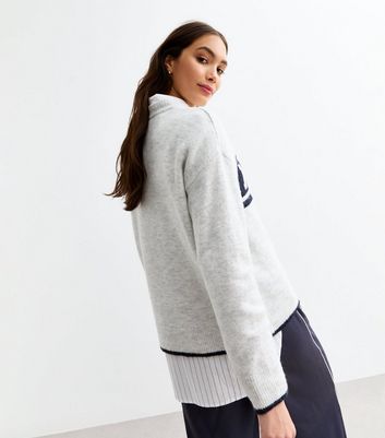 Light Grey Merci Two Tone Jumper | New Look