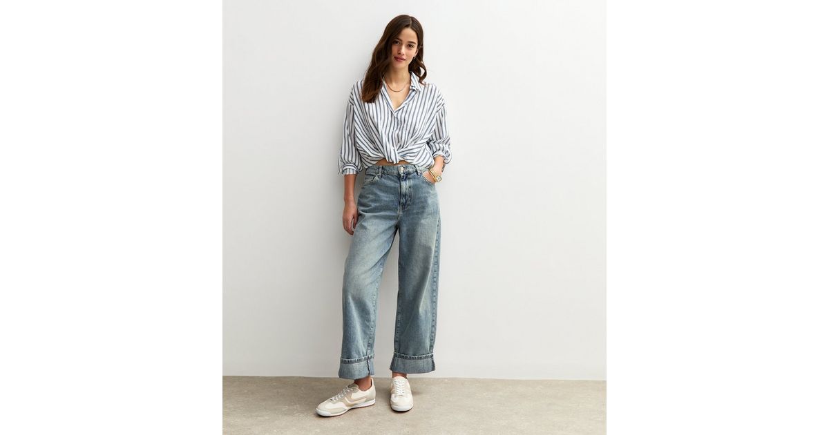 Pale Blue Straight Leg Turn Up Jeans | New Look