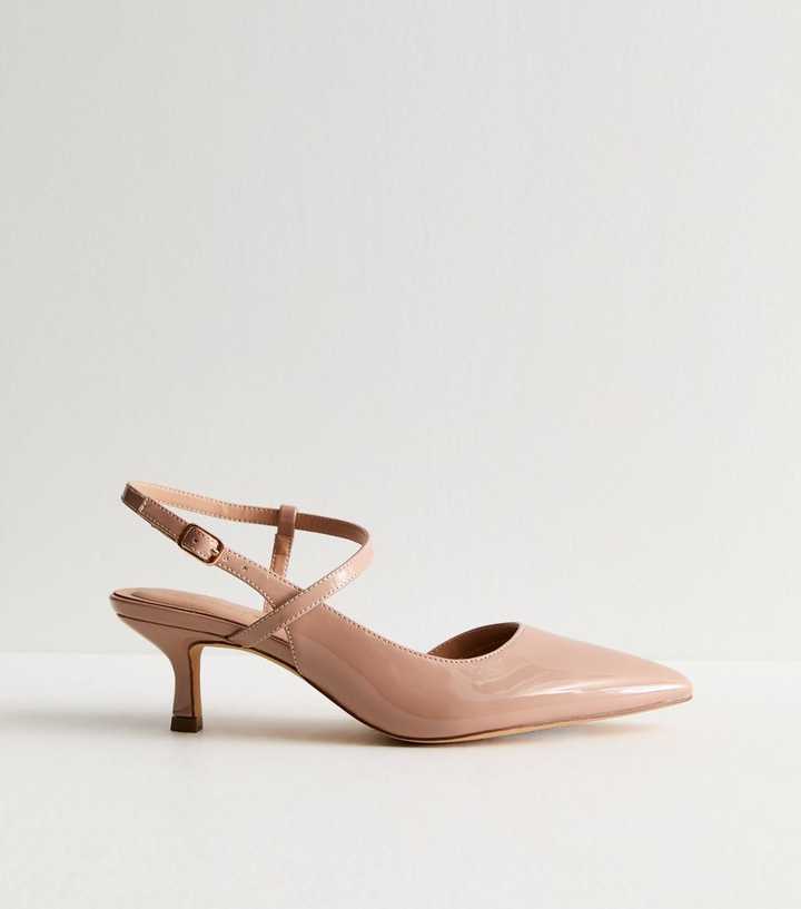 Wide Fit Cream Asymmetric Strap Slingback Court Shoes | New Look