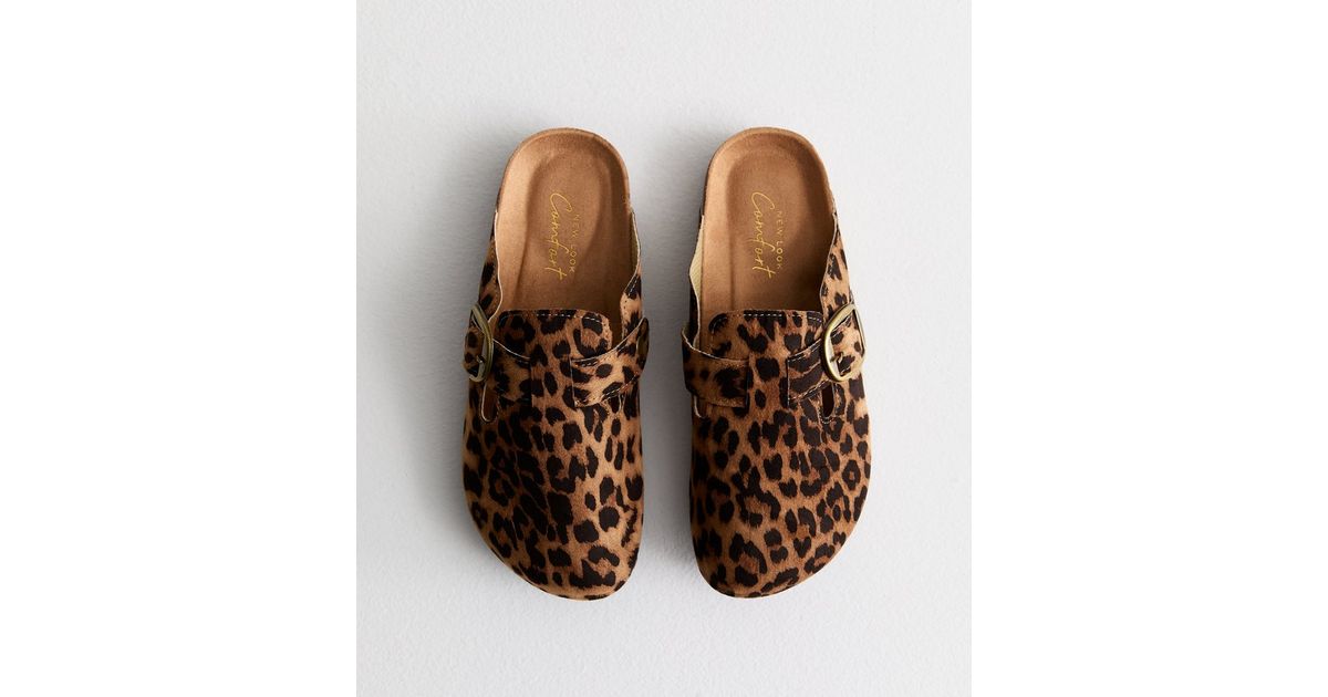 Brown Animal Print Unlined Clogs | New Look