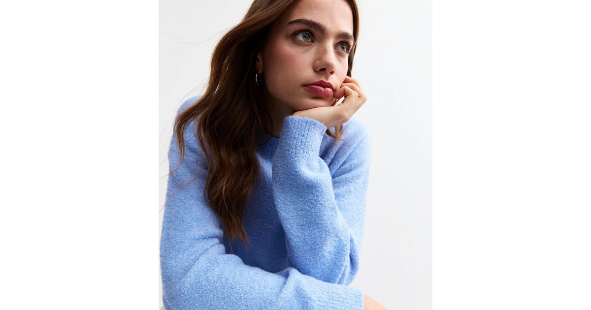 Blue Boucle Knit Jumper | New Look