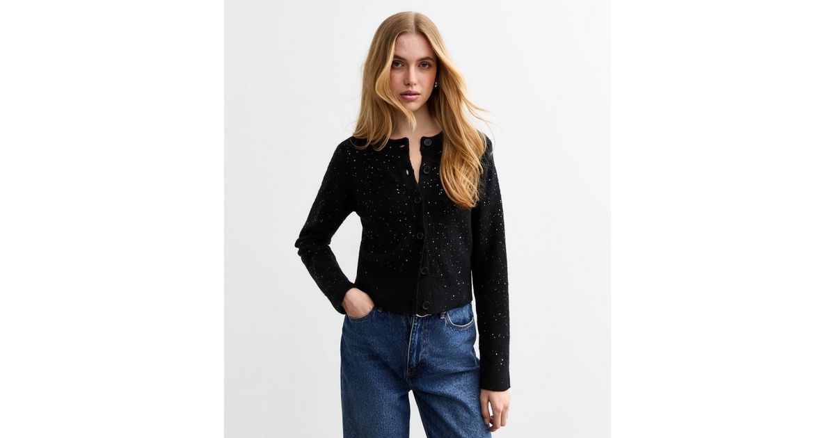 Black Sequin Embellished Cardigan | New Look