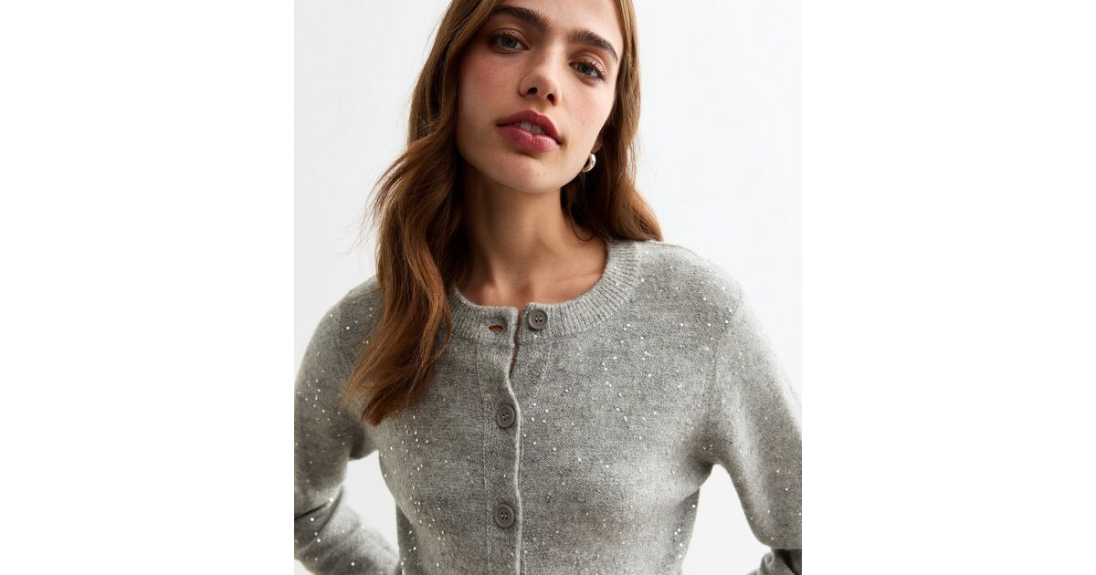 Grey Sequin Embellished Cardigan | New Look