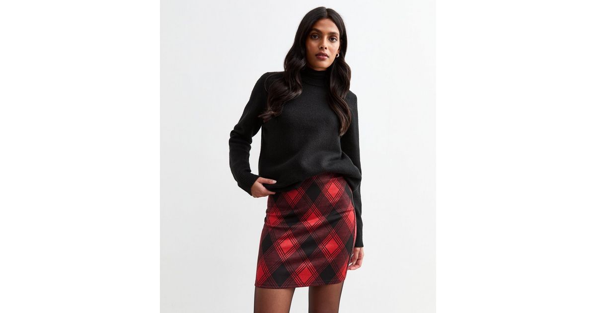 Red Checked Mini Tube Skirt | New Look