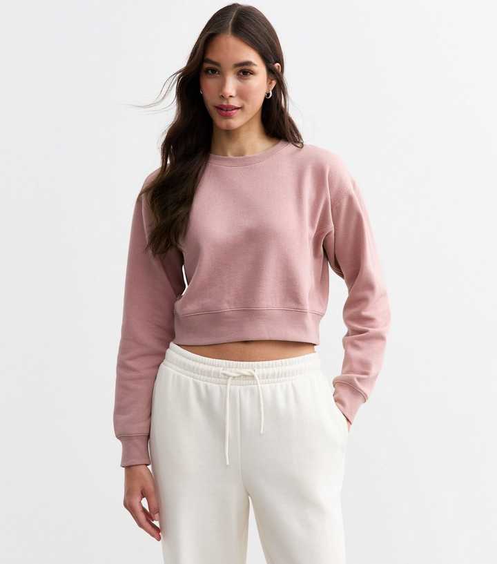 Pink Crew Neck Cropped Sweatshirt | New Look