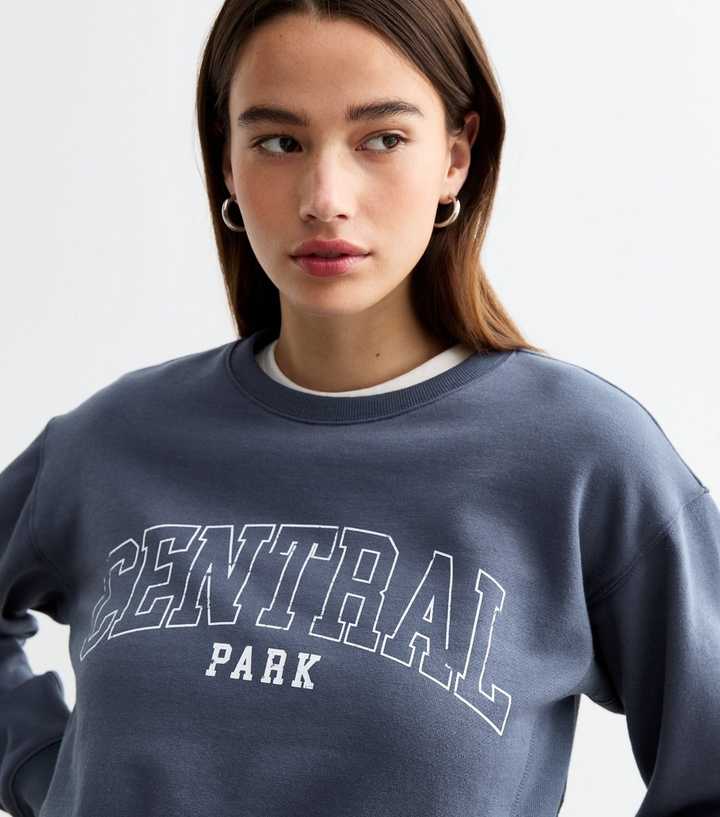 Blue Central Park Slogan Cropped Sweatshirt | New Look