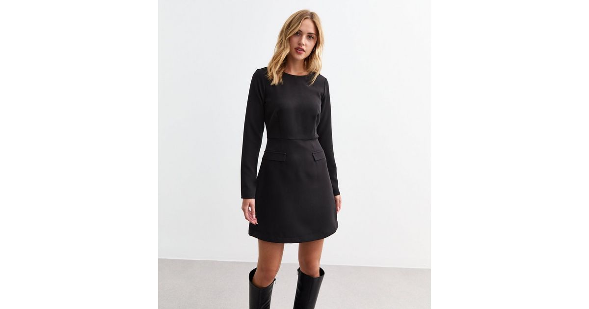 Black Faux Pocket Mini Dress | New Look