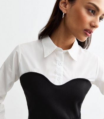 White Ribbed Bandeau 2 In 1 Shirt | New Look