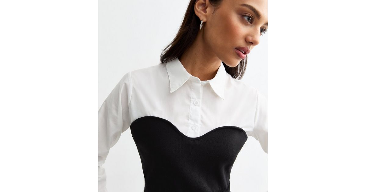 White Ribbed Bandeau 2 In 1 Shirt | New Look