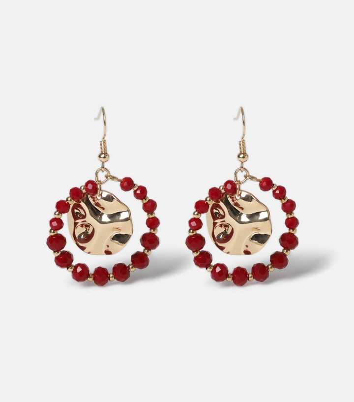 Muse Red Open Circle Drop Earrings | New Look