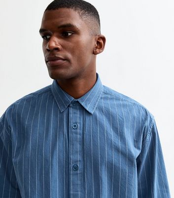 Blue Fine Stripe Overshirt | New Look