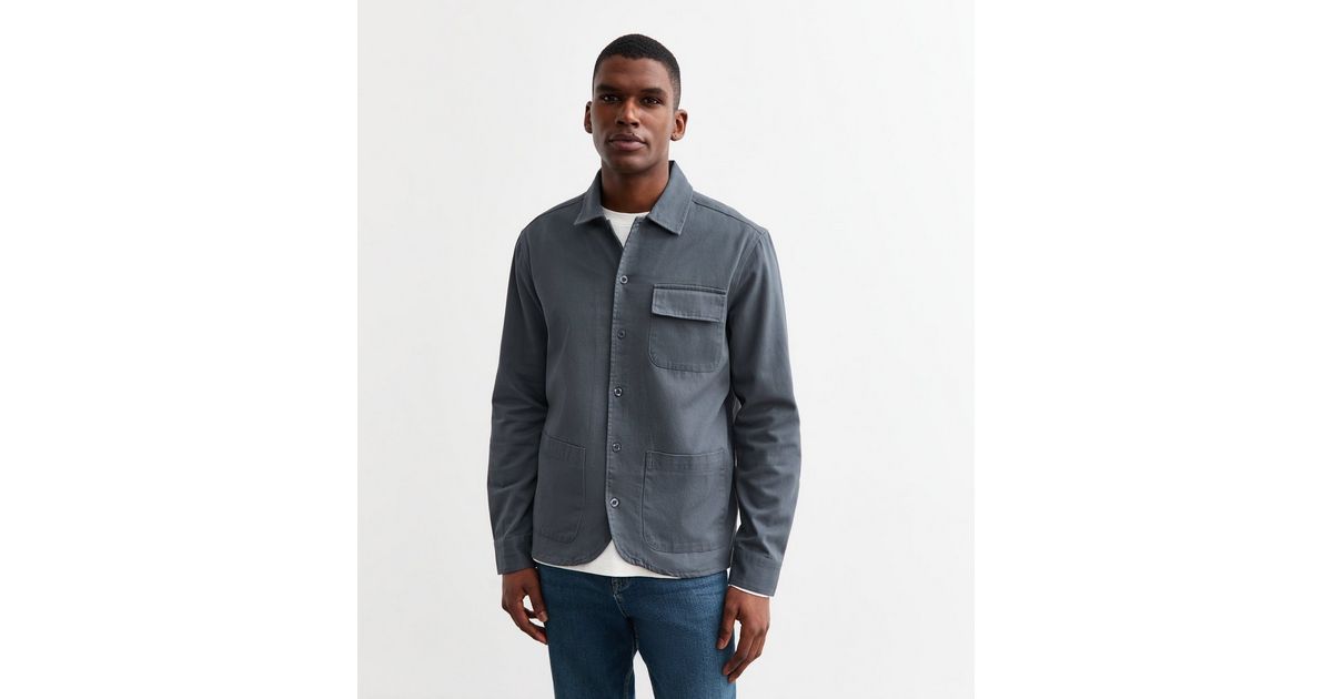 Grey Flap Pocket Cotton Shacket | New Look