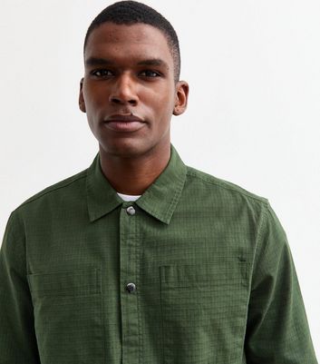 Dark Green Cotton Ripstop Shacket | New Look