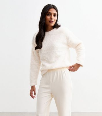 Off White Borg Long Sleeve Sweatshirt | New Look