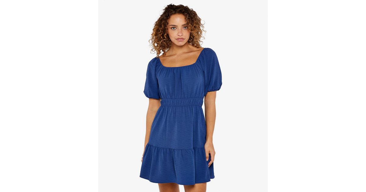 Apricot Bright Blue Milkmaid Mini Dress | New Look