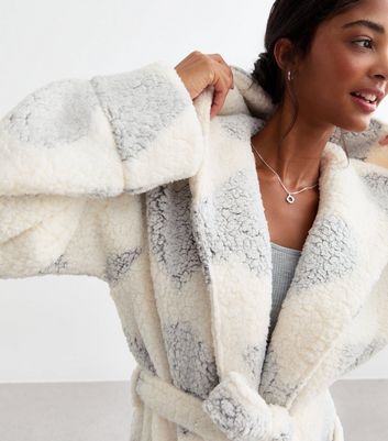 Grey Borg Heart Print Dressing Gown | New Look