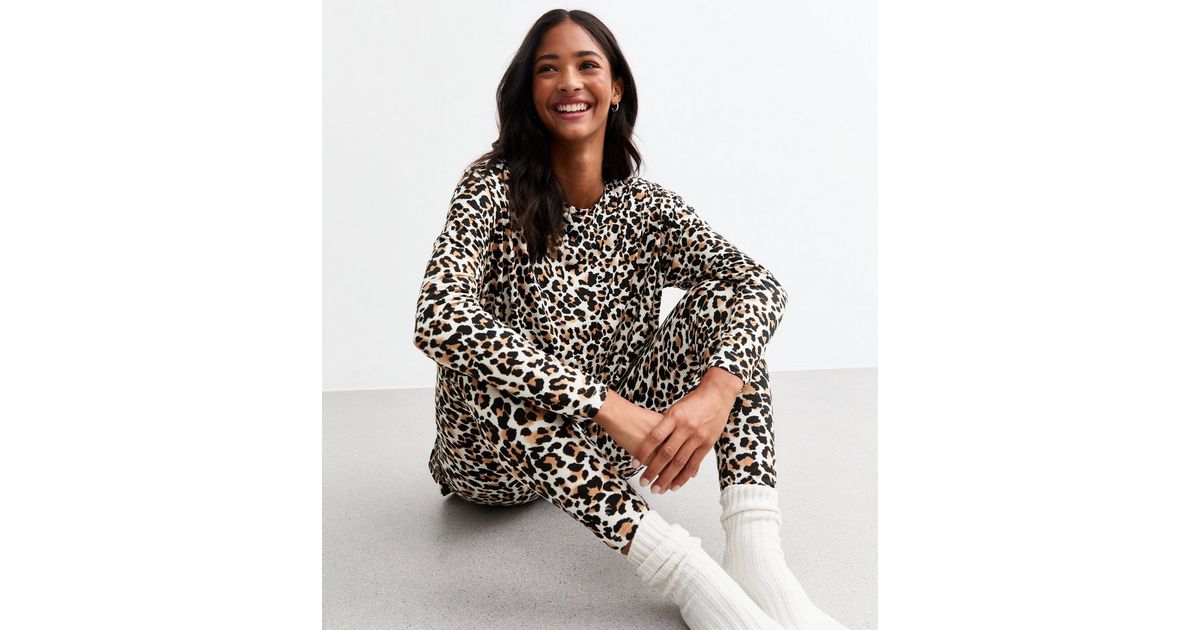 Brown Soft Touch Leopard Print Pyjama Set | New Look