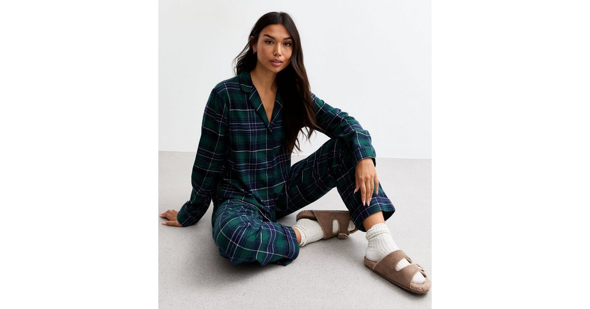 Green Checked Revere Trouser Pyjama Set | New Look