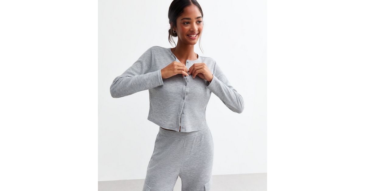 Grey Waffle Rib Pyjama Cardigan | New Look
