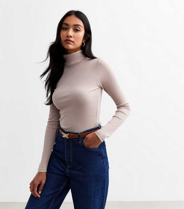 Mink Rib Roll Neck Top | New Look