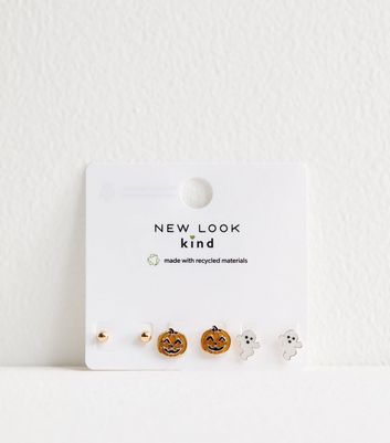 3 Pack of Halloween Pumpkin Stud Earrings | New Look