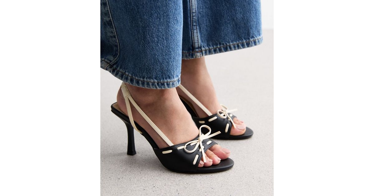 Public Desire Ambrose Black Strappy Stiletto Sandals | New Look