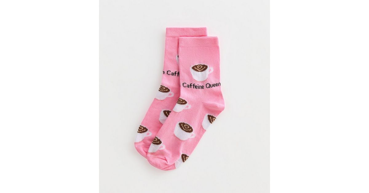 Pink Caffeine Queen Socks | New Look