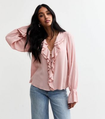 Pink Ruffle Trim Crepe Blouse | New Look