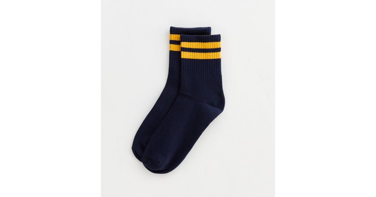 Navy Stripe Tube Socks | New Look