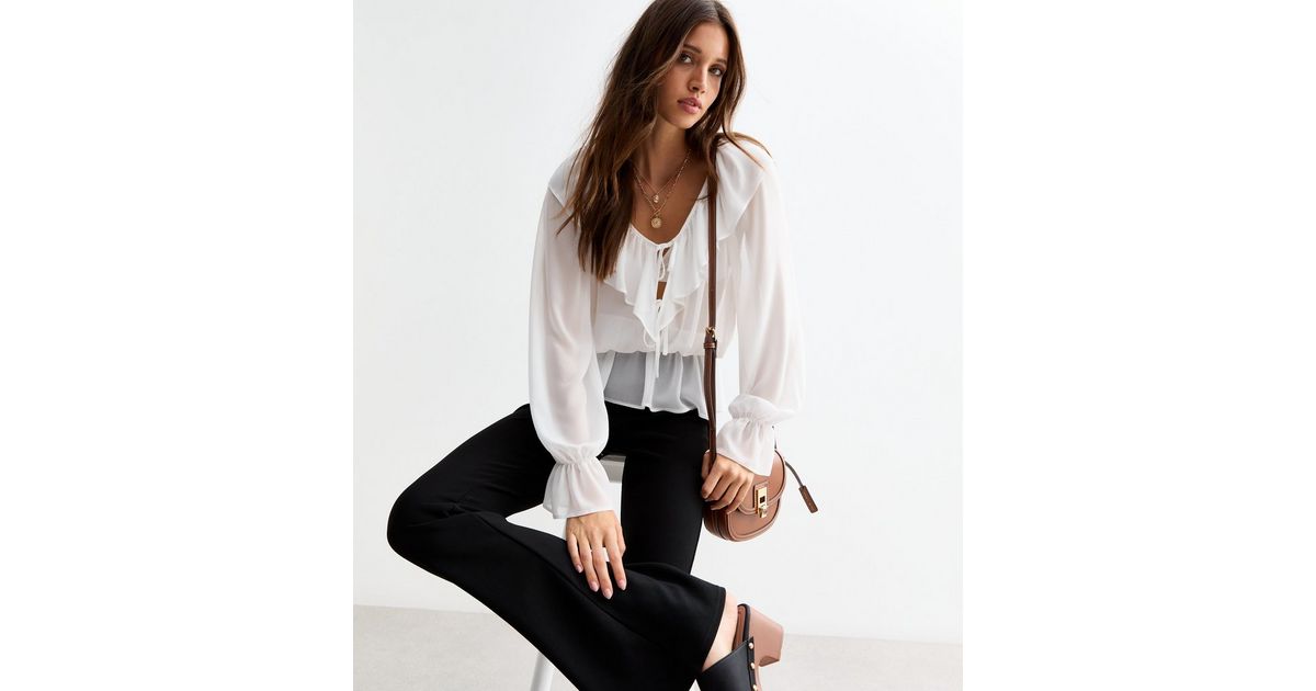 White Ruffle Trim Blouse | New Look