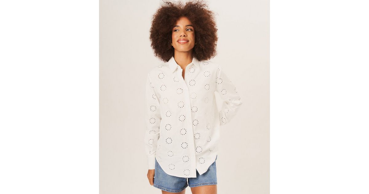 Gini London White Embroidered Cotton Shirt | New Look