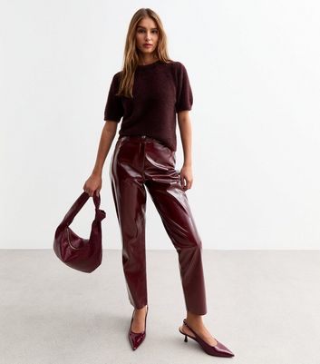 Burgundy leather trousers store