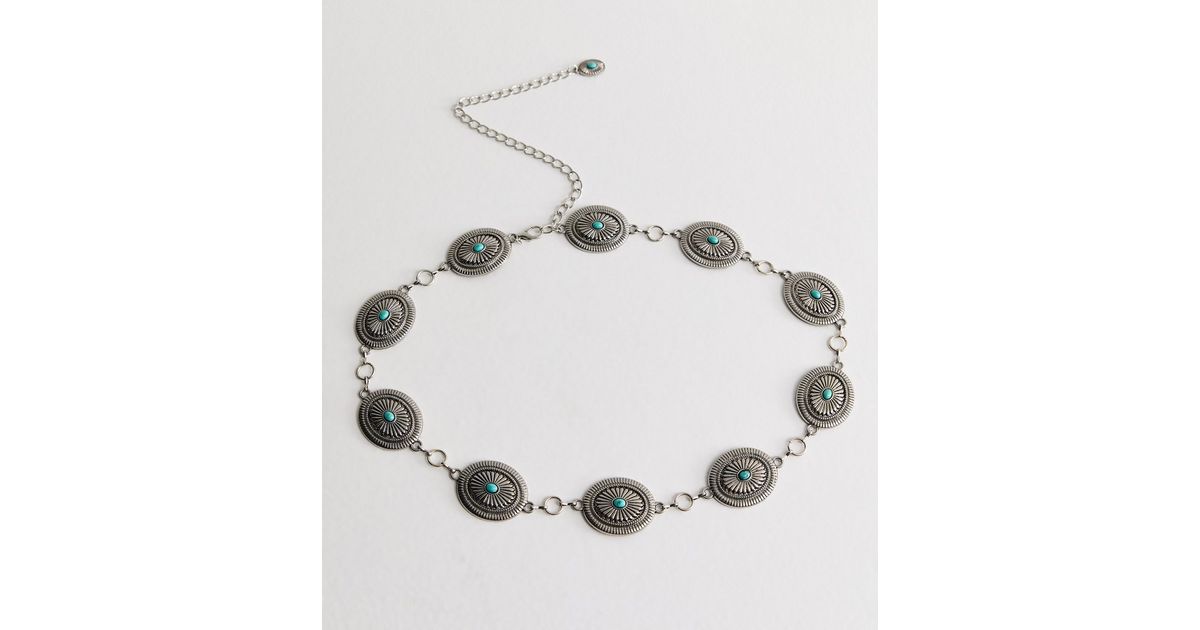 Silver Tone Chain Disc Belt | New Look