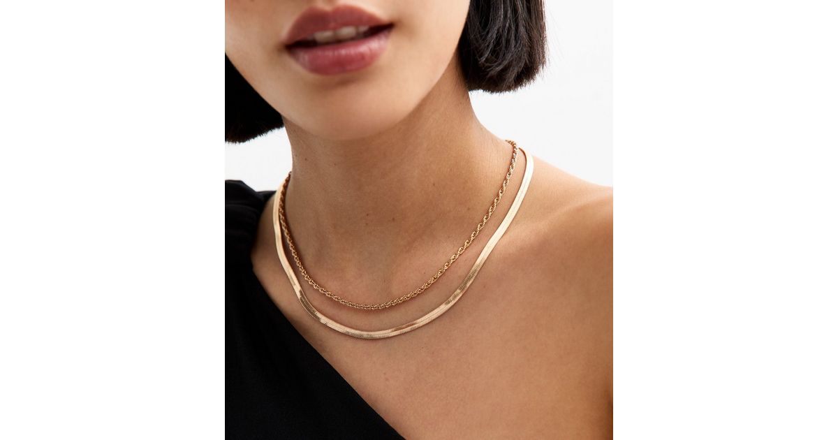 Gold Tone Double Chain Necklace | New Look